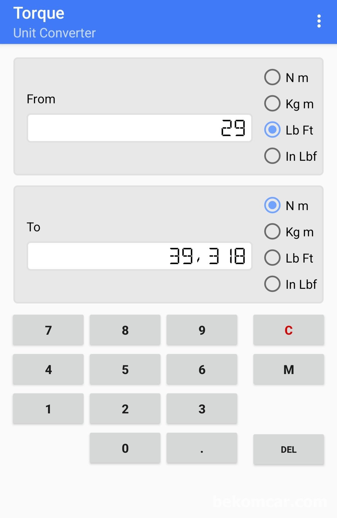 [공통, 시작하기전에] 토크값 변환어플리케이션 | 베콤카 (bekomcar.com)